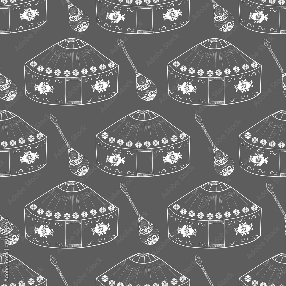 Yurt. Kazakh musical instrument - dombra. Background, wallpaper ...