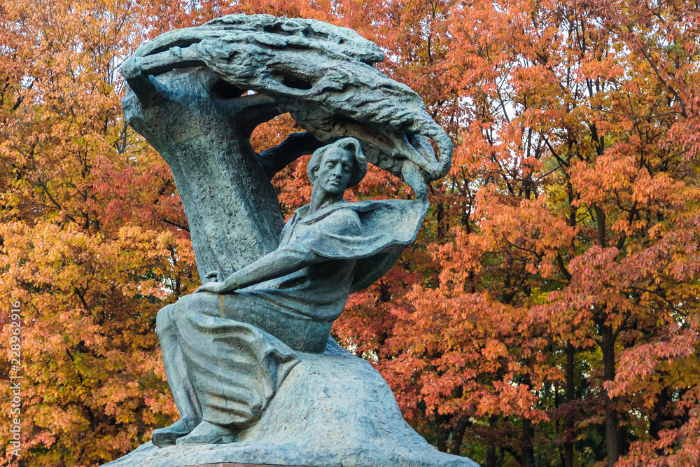 Monument to Fryderyk Chopin, famous Polish composer, in Royal Baths ...