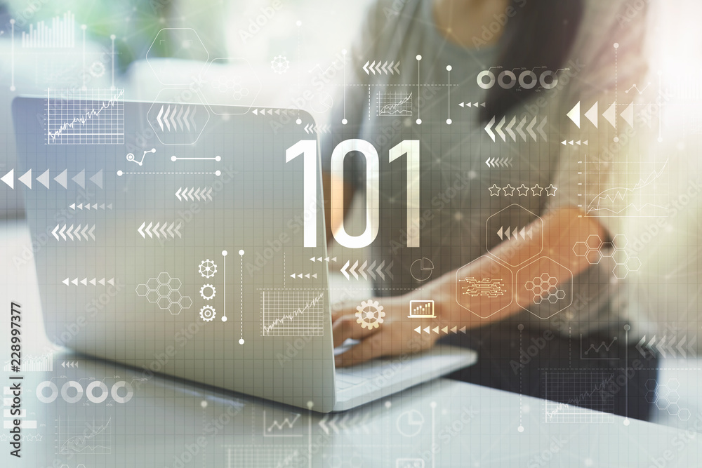 101 with woman using her laptop in her home office Stock Photo | Adobe ...