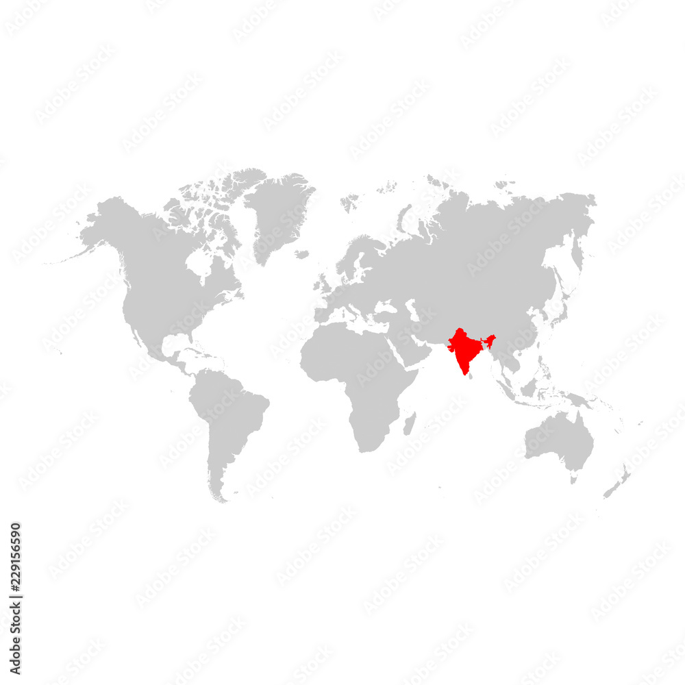 India on world map Stock Illustration | Adobe Stock