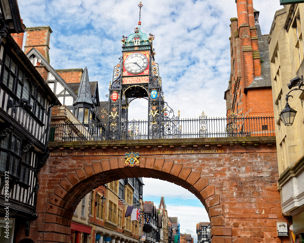 Famous clock on Eastgate in Chester, England, which was erected (at the ...