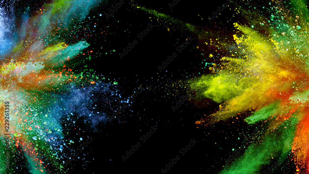 Multi-color powder explosion on black background 素材庫相片 | Adobe Stock