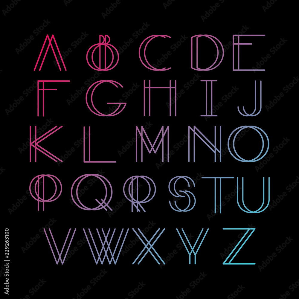 Thin line style, linear modern font, typeface made in minimalistic ...