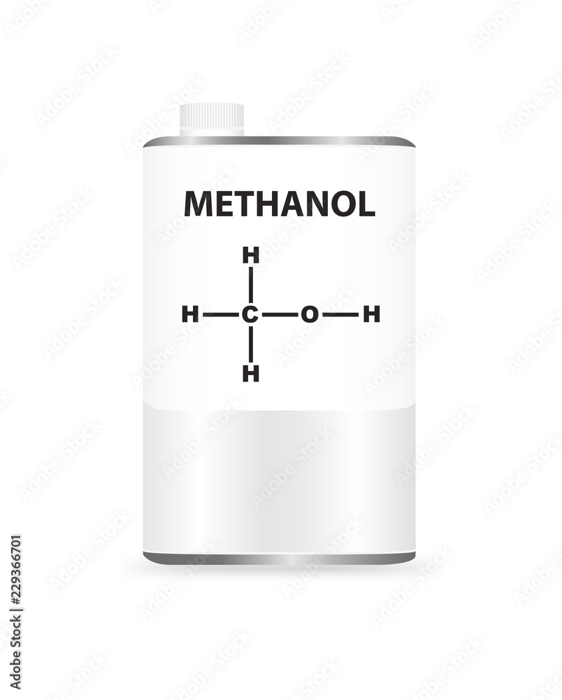 Vector metal liquid container can with methanol. Illustration of a ...
