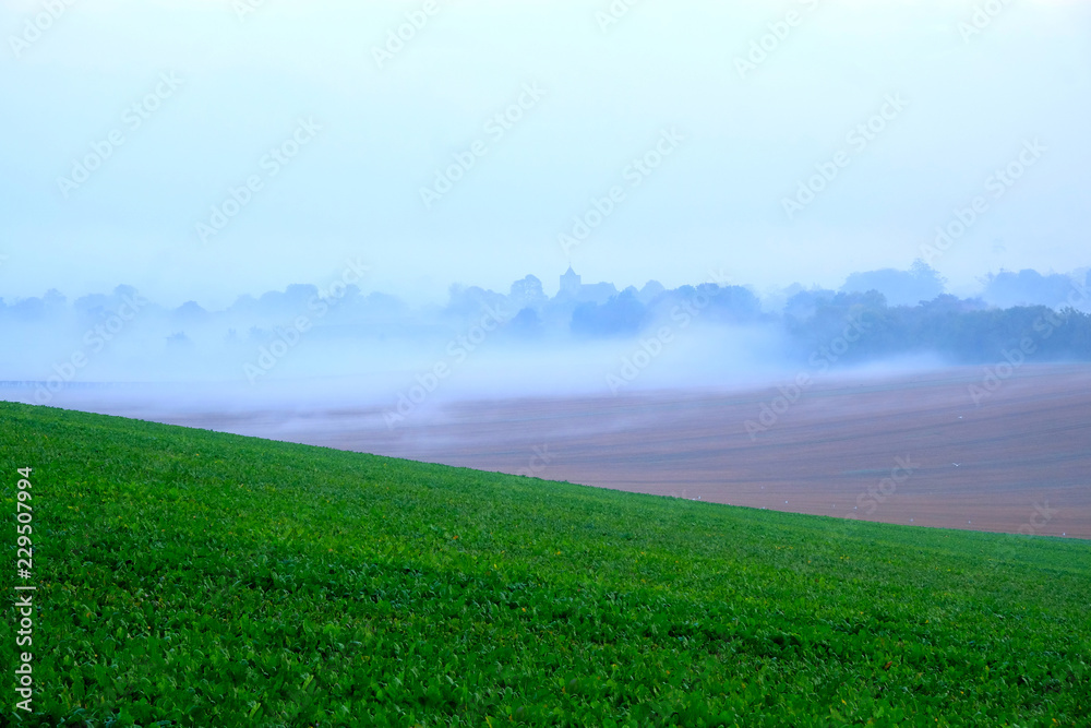English countryside, Firle, Sussex, looking across a rolling green ...