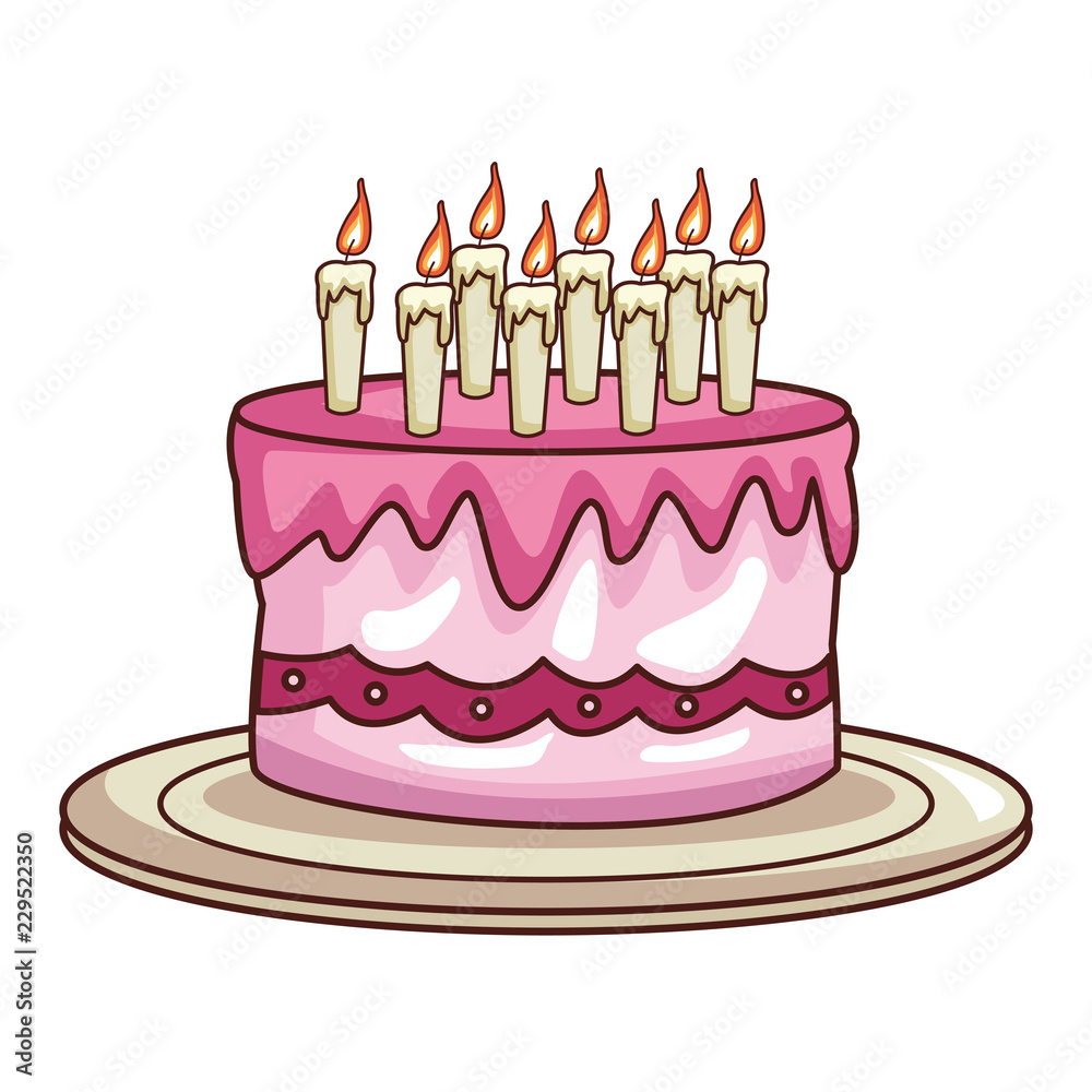 Birthday cake cartoon Stock Vector | Adobe Stock