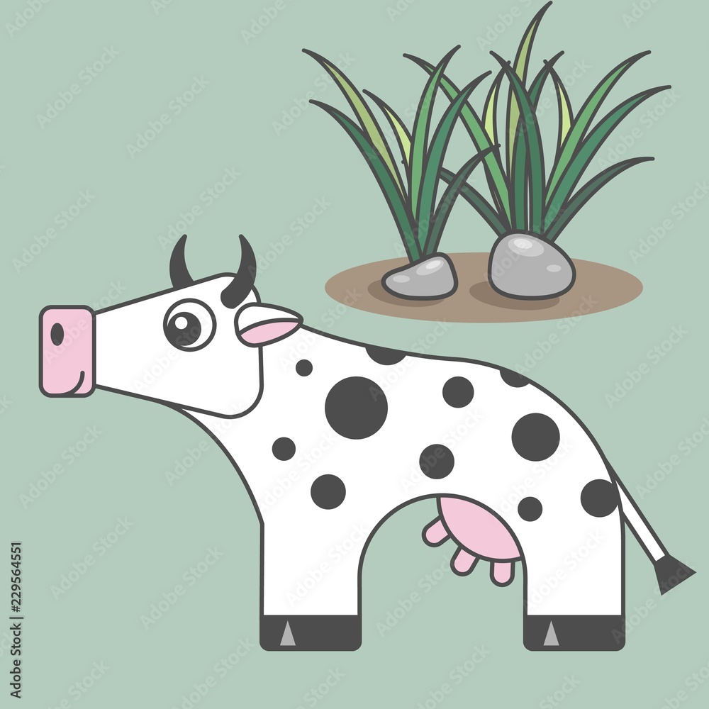 Cow cartoon style, vector art for kids Stock Vector | Adobe Stock