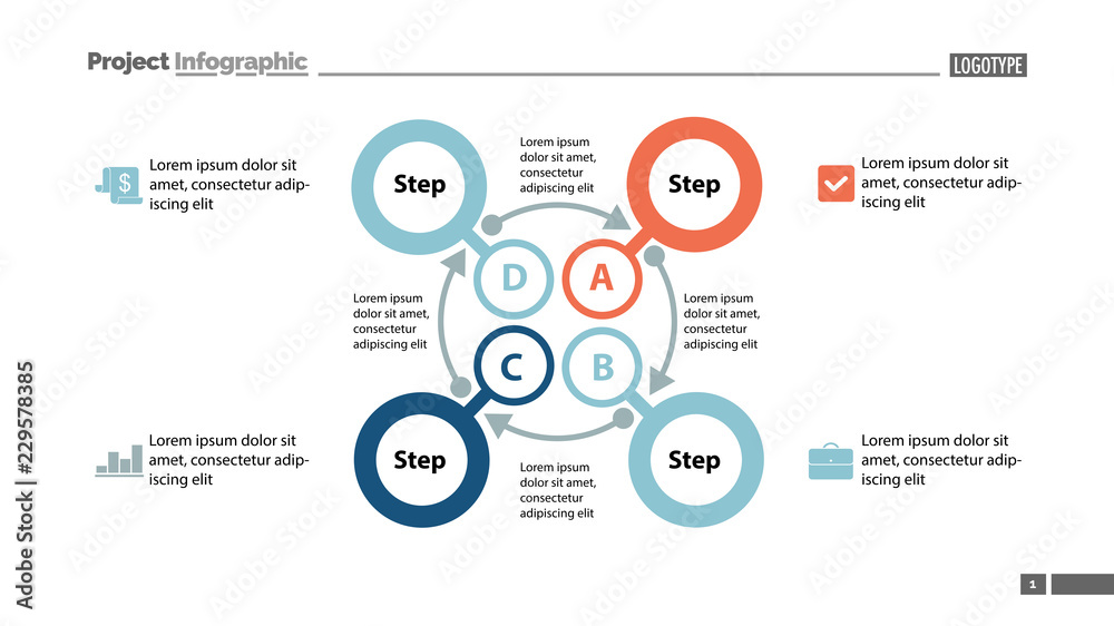 Four steps process chart slide template. Business data. Option, diagram ...