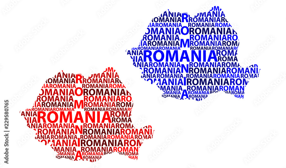 Sketch Romania letter text map, Romania - in the shape of the continent ...