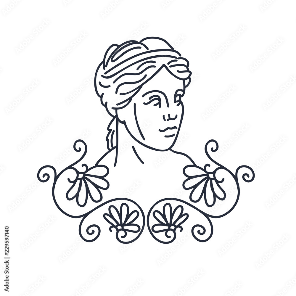 Venus, the ancient Greek goddess of love, vector sketch illustration ...