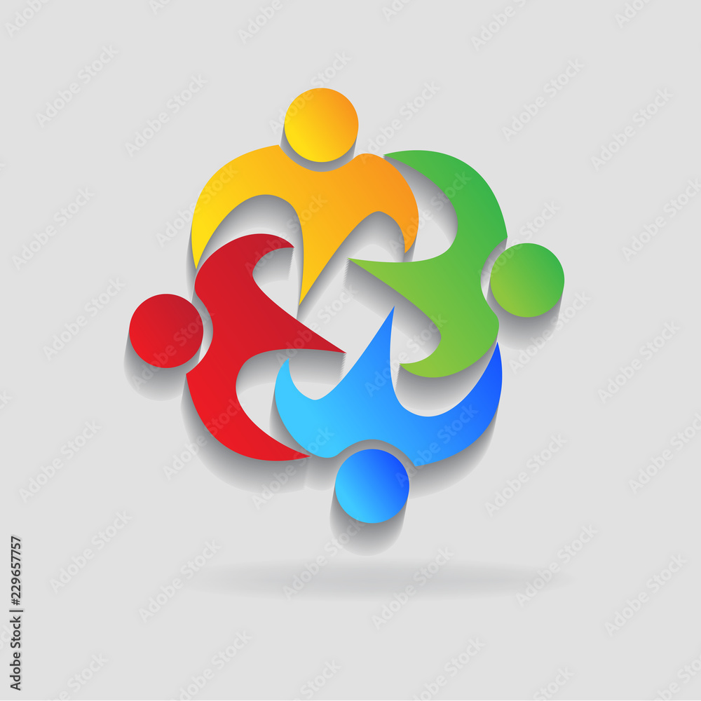 Logo teamwork embraced people identity business card logotype icon ...