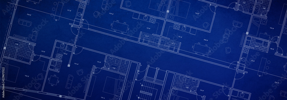 Panoramic architecture Floor plan background blueprint style abstract ...