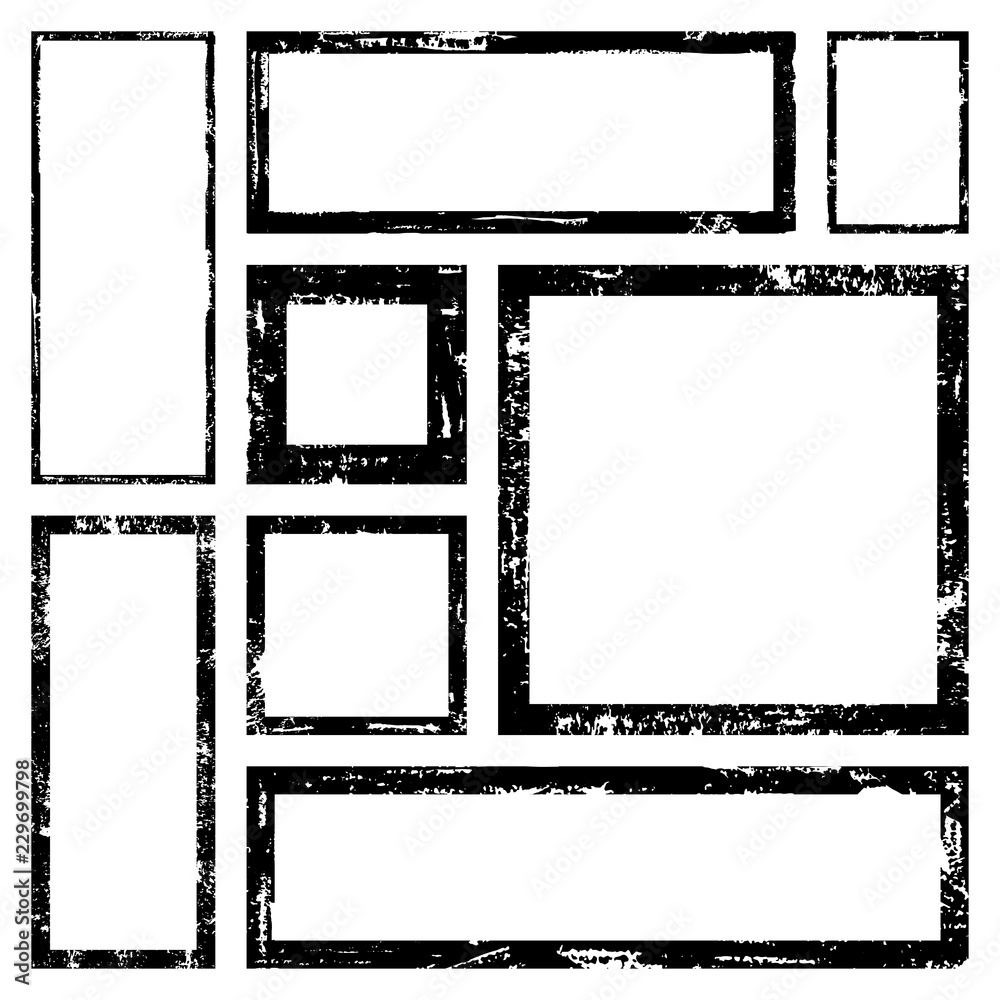 Set of vector grunge rectangles frames for image with distress texture ...