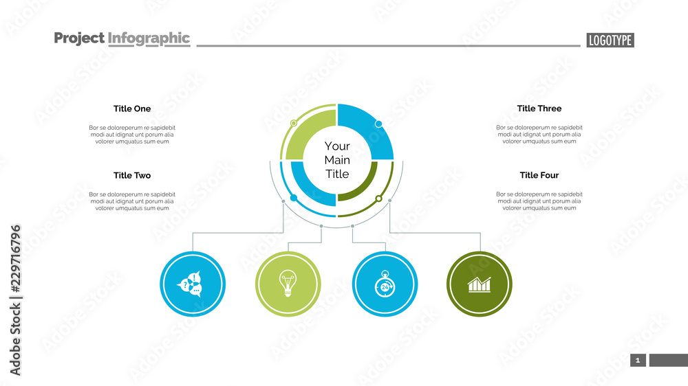 Branches of development slide template. Business data. Graph, diagram ...