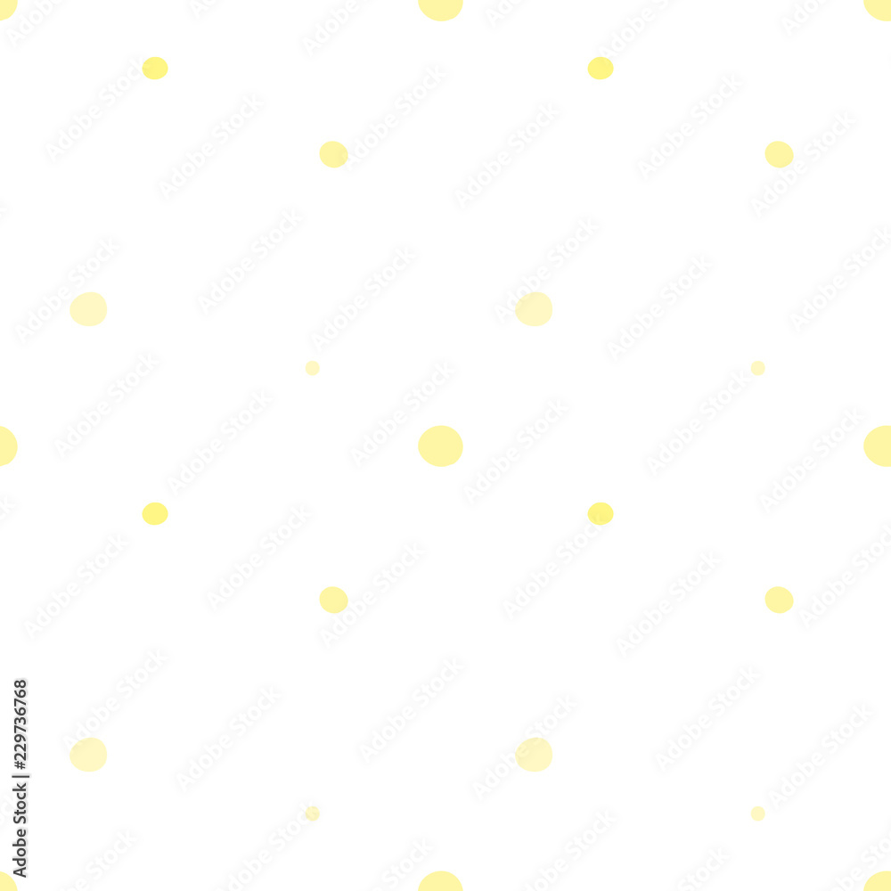 Yellow polka dot seamless pattern on transparent background. Vector ...