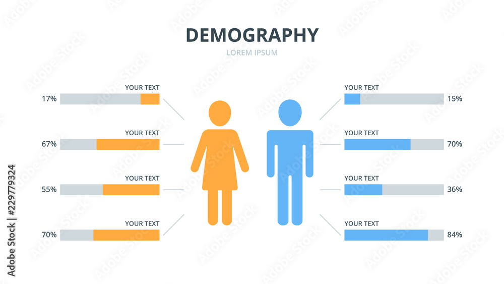 Infographics elements women men graphs Stock Vector | Adobe Stock