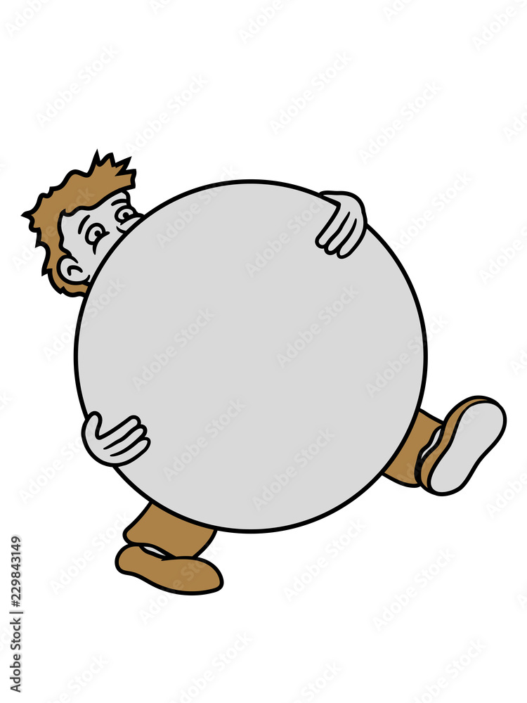 kugel ball tragen schleppen groß schwer mann figur comic cartoon ...