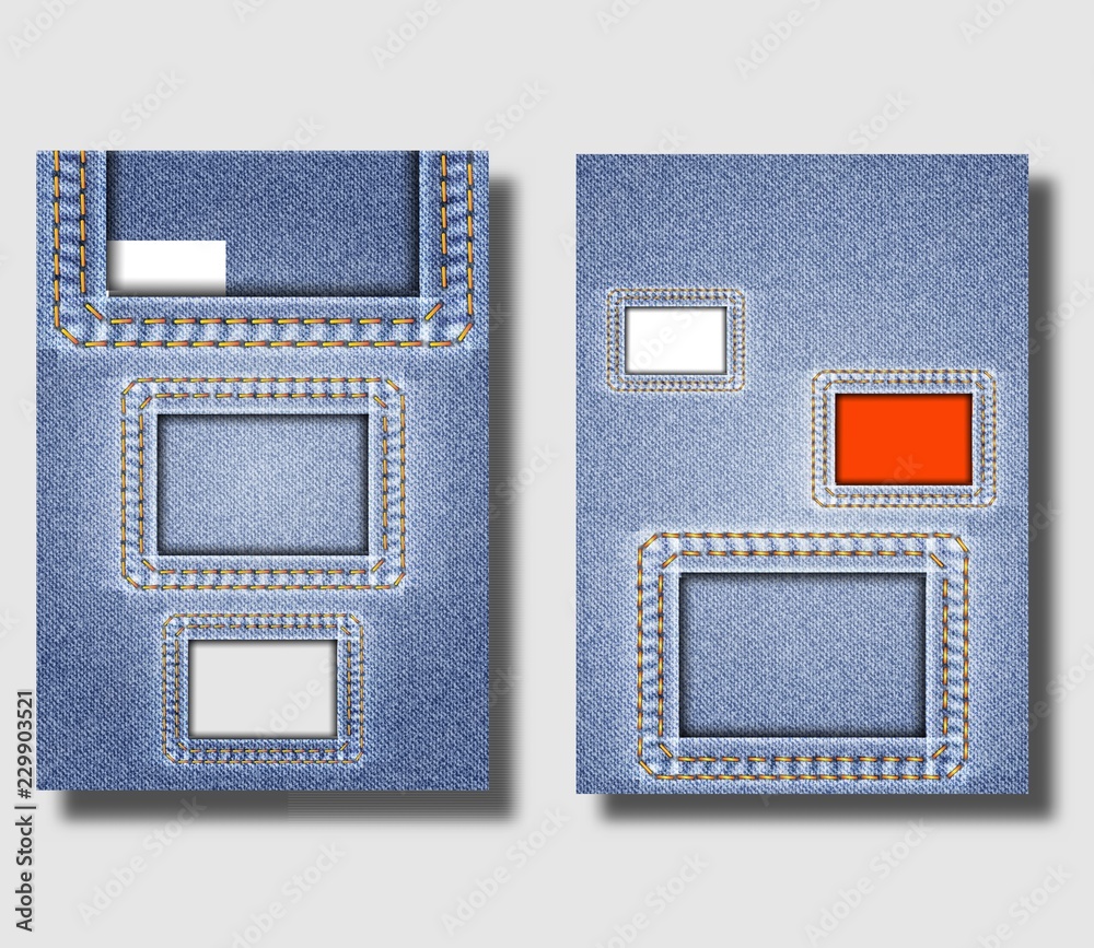 Stock-Vektorgrafik „Advertising flyer design templates with blue jeans ...