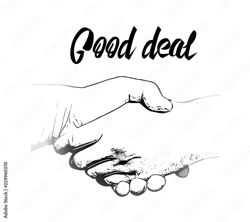 Clip art business handshake on white background with an inscription ...