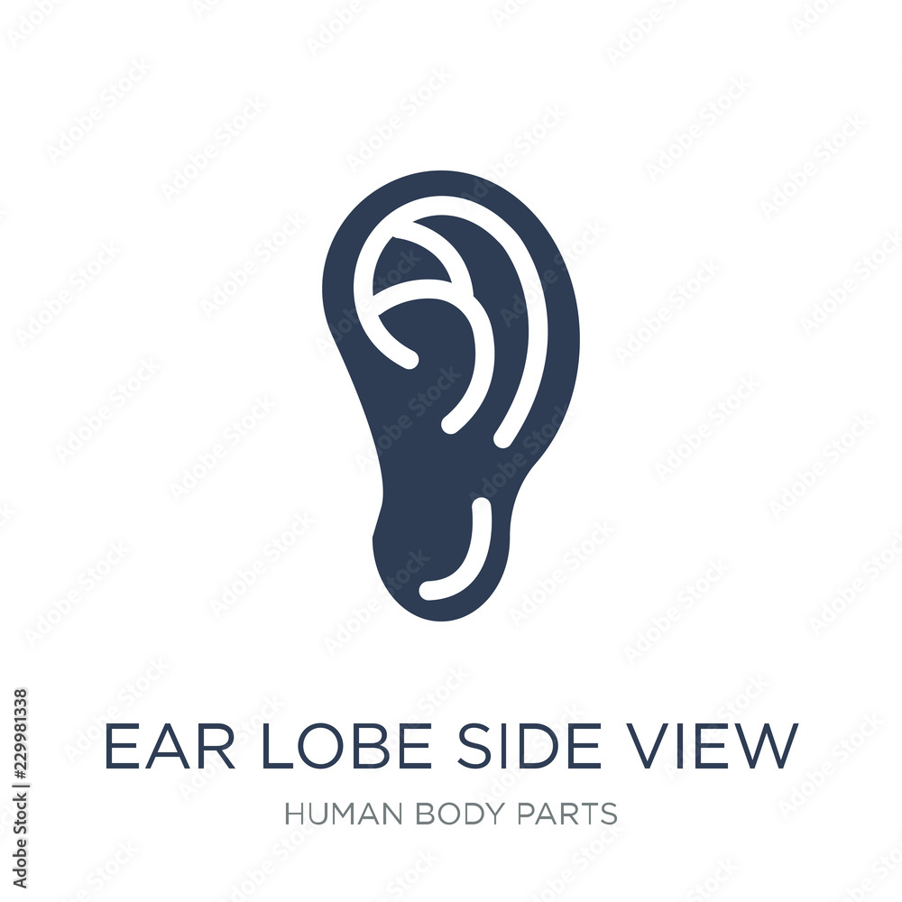 Ear lobe side view icon. Trendy flat vector Ear lobe side view icon on ...