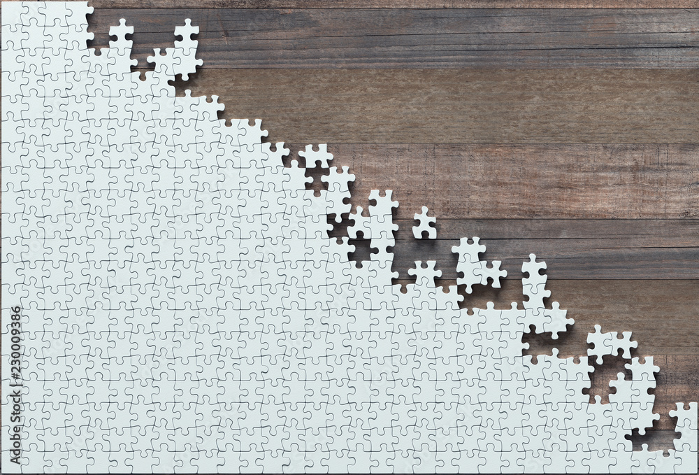 Blank jigsaw puzzle missing half to finish. Concept of work not ...