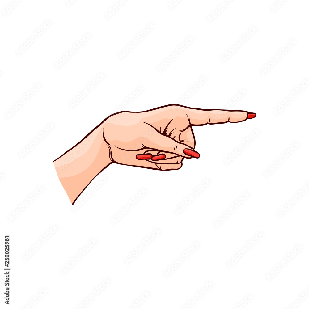 Female Hand Pointing Drawing
