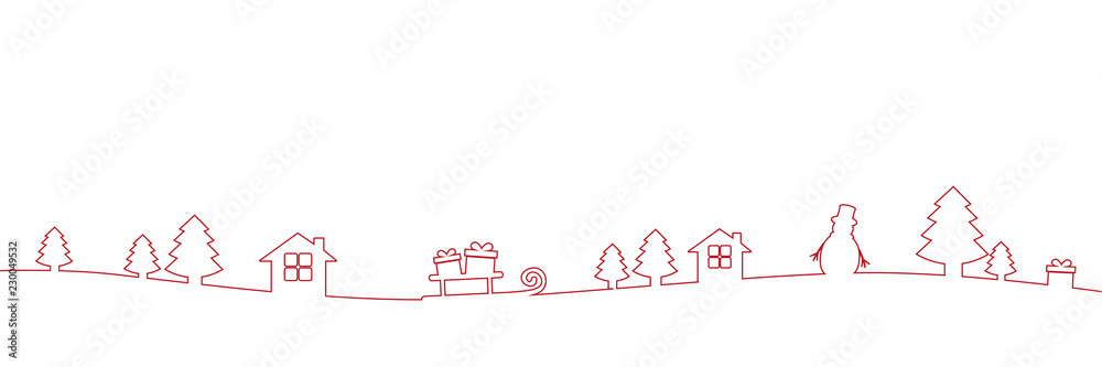 red christmas border decoration line drawing Stock Vector | Adobe Stock