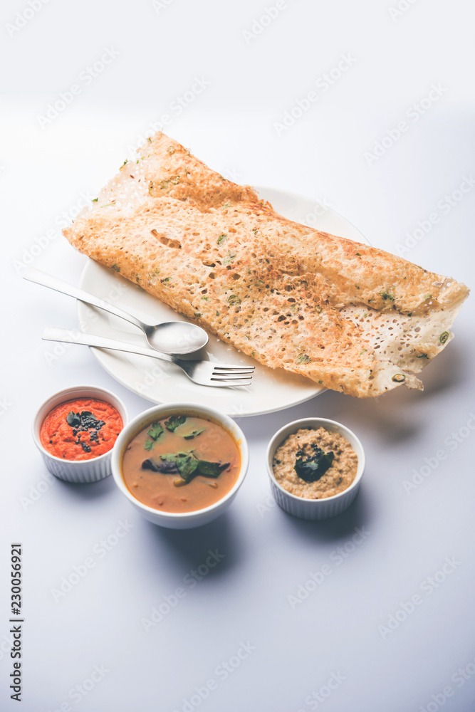 Onion rava masala dosa is a South Indian instant breakfast served with ...