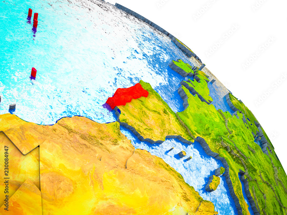 Ilustración de Stock Portugal Highlighted on 3D Earth model with water ...