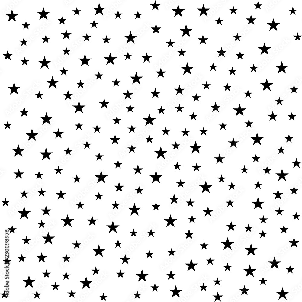 Twinkling stars pattern, starry sky background, black isolated on white, vector illustration. 素材 ...