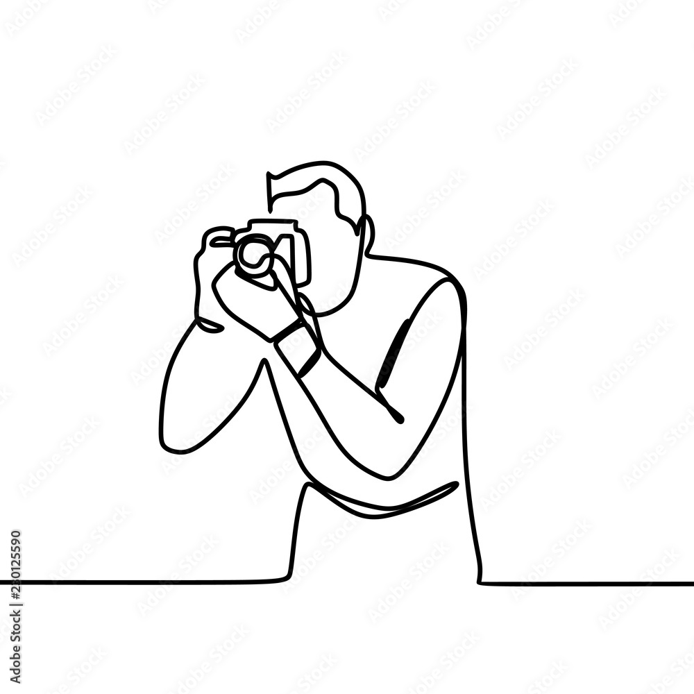Handsome man taking a picture with digital camera. Photographer vector ...