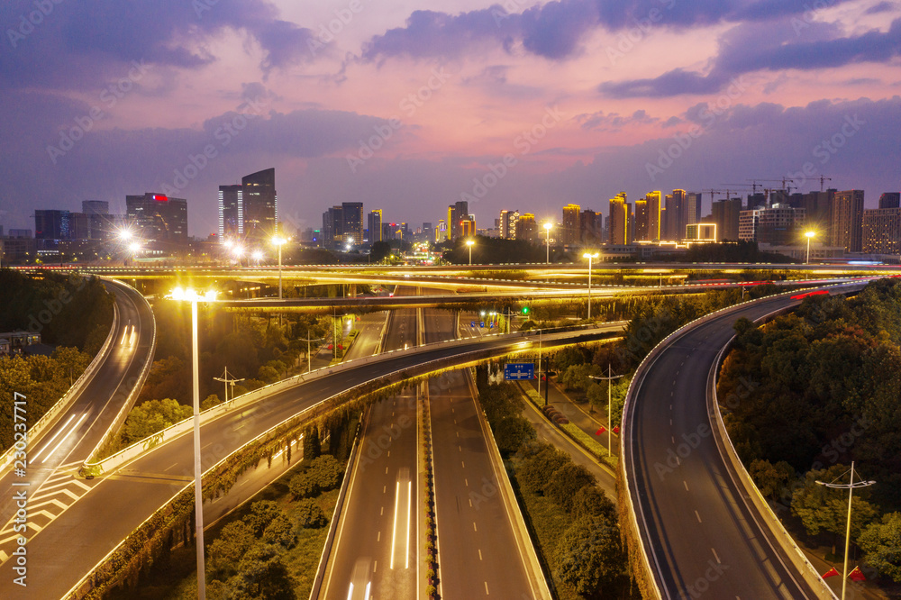 Foto de Stock Highway transportation system highway interchange at ...