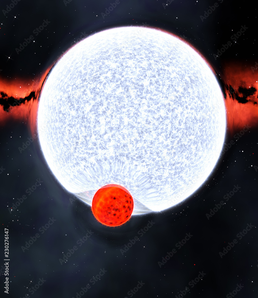 Stock-Illustration „binary star system with red dwarf and blue giant ...