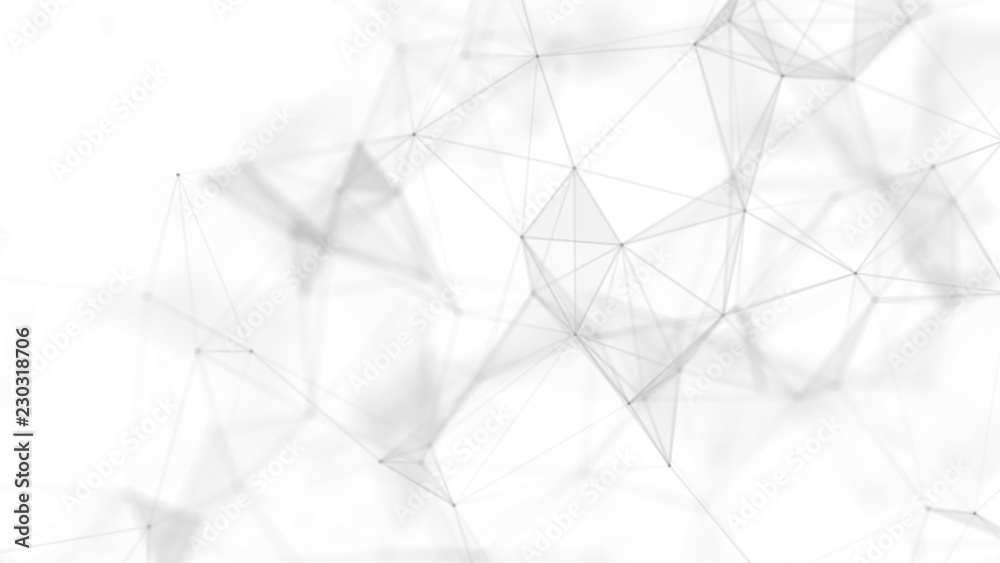 Zdj cie bez tantiem Abstract white futuristic background. White background. connecting dots and lines on white background. 4k rendering. Adobe Stock
