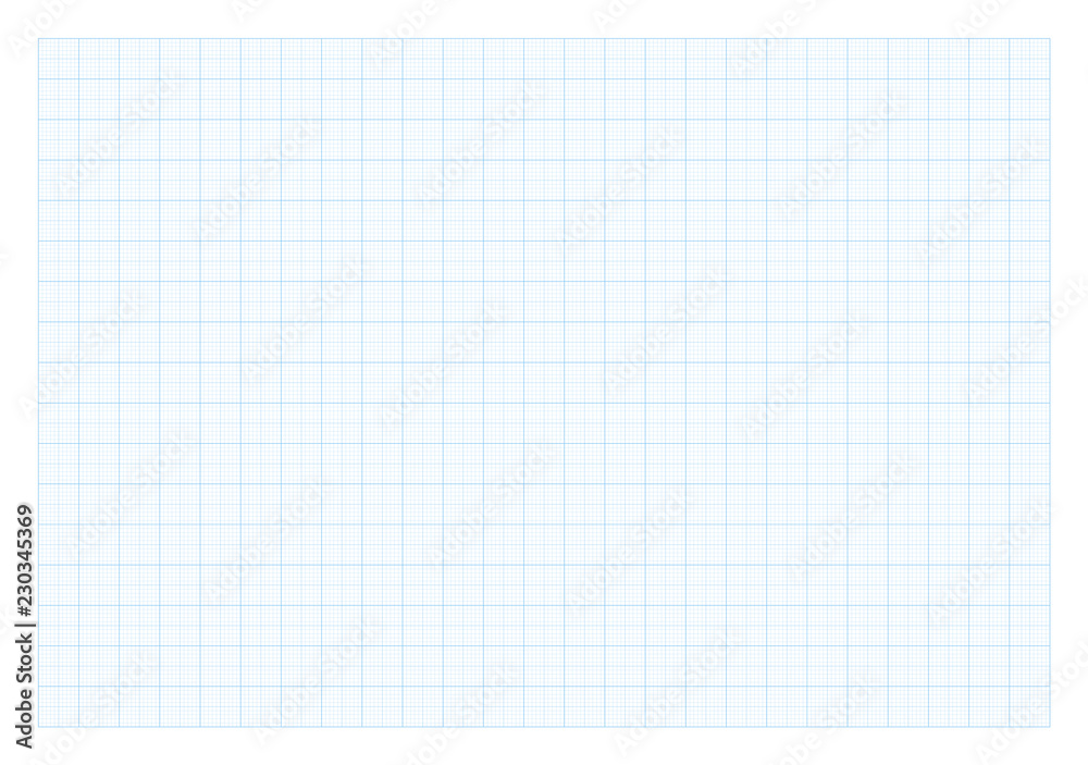 Graph paper sheet with blue pattern on transparent background and soft ...