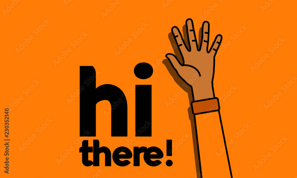 Hi There Waving Hand Vector Illustration Stock Vector | Adobe Stock