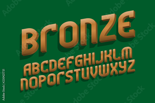 Bronze alphabet. Metallic 3d letters font. Isolated english alphabet ...