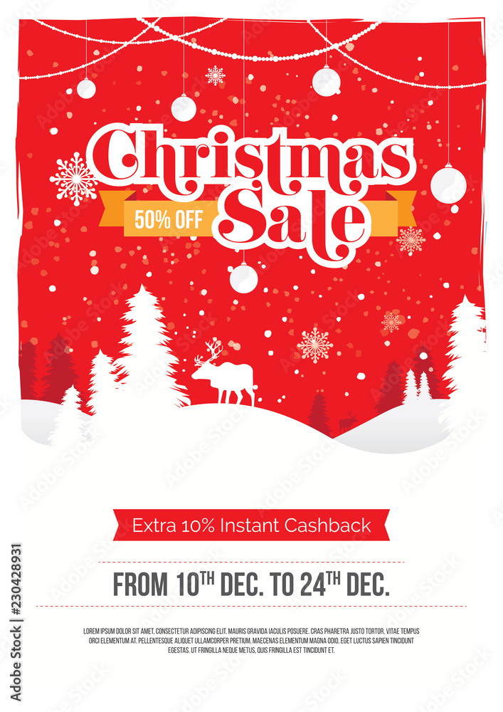A4 Size Christmas Festival Sale, Offer Poster Design Background Layout ...