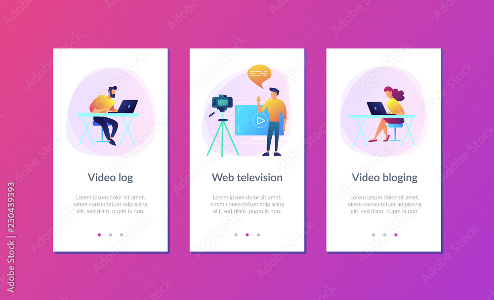 Vlog app interface template. Stock Vector | Adobe Stock
