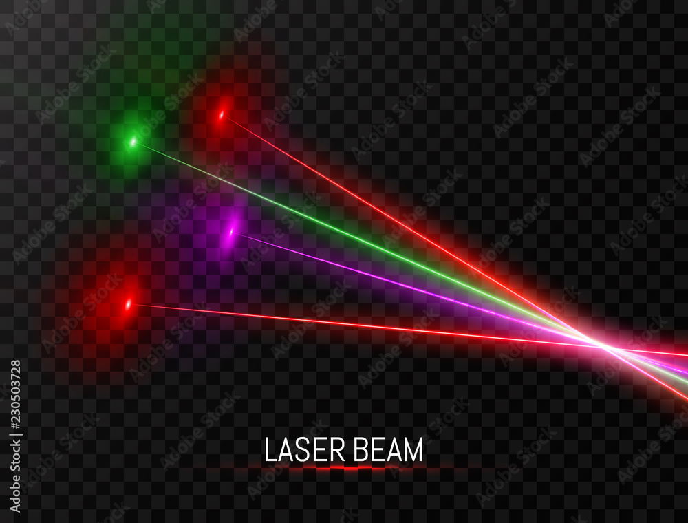 Laser beam collection. Colorful laser beam set isolated on transparent ...