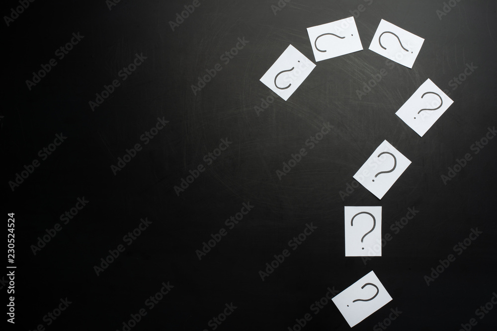 stickers with question marks, forming a big question mark. question ...