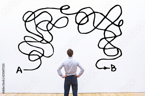 Complicated solution of problem, complex business idea or creativity ...