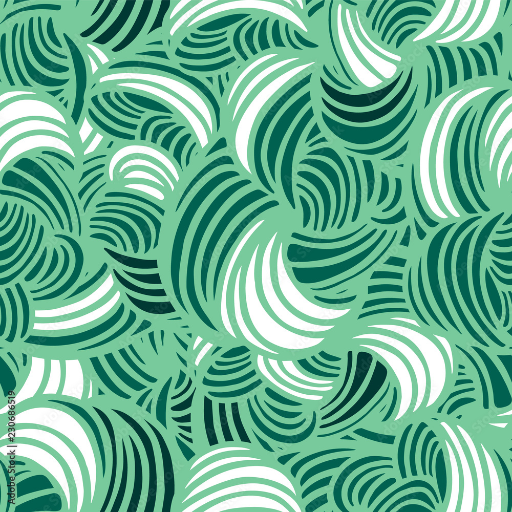 Seamless abstract green pattern. Hand drawn doodle art. Vector ...
