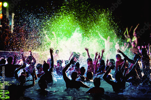 Night party of people in the pool. - Buy this stock photo and explore ...