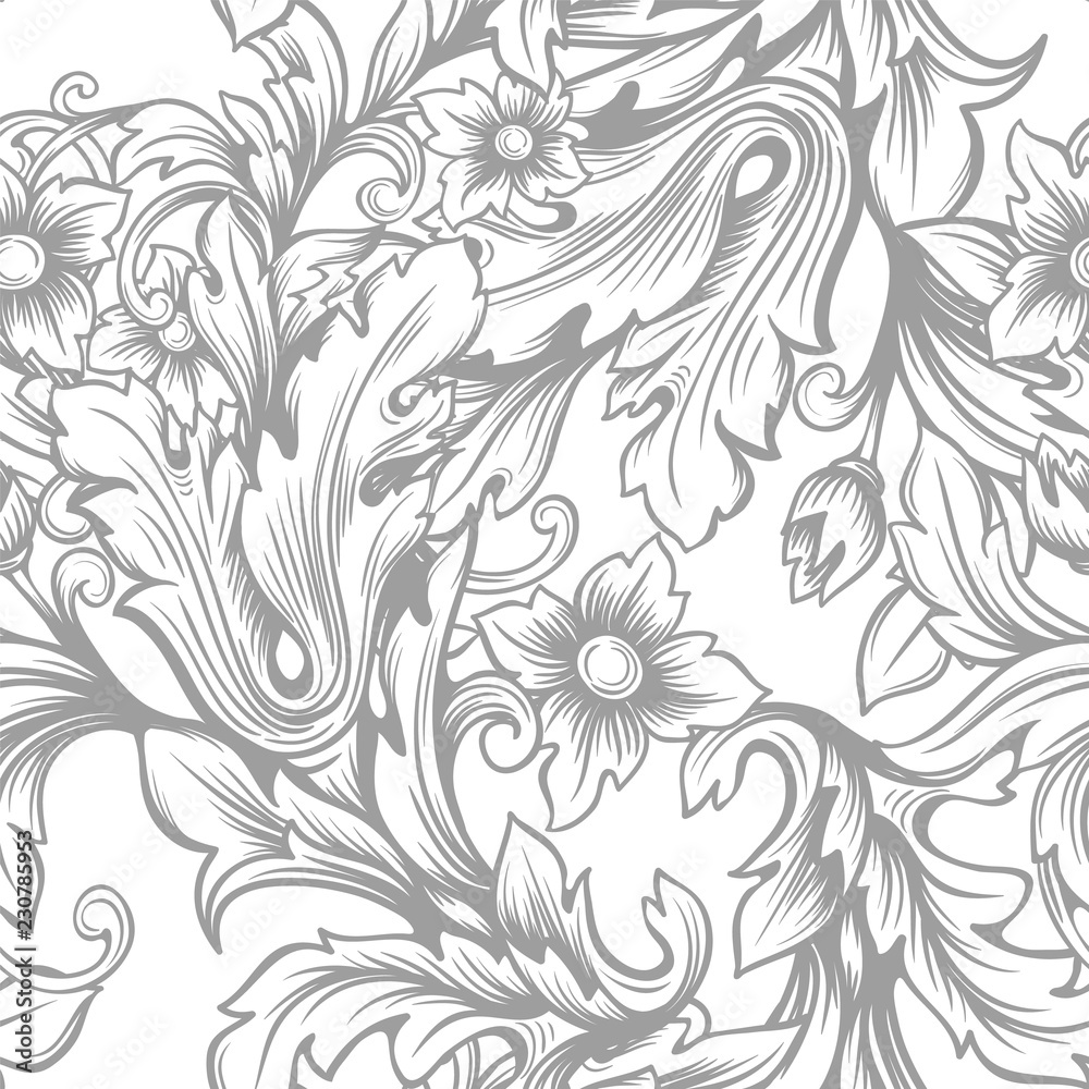 Vector de Stock Vintage baroque seamless pattern | Adobe Stock