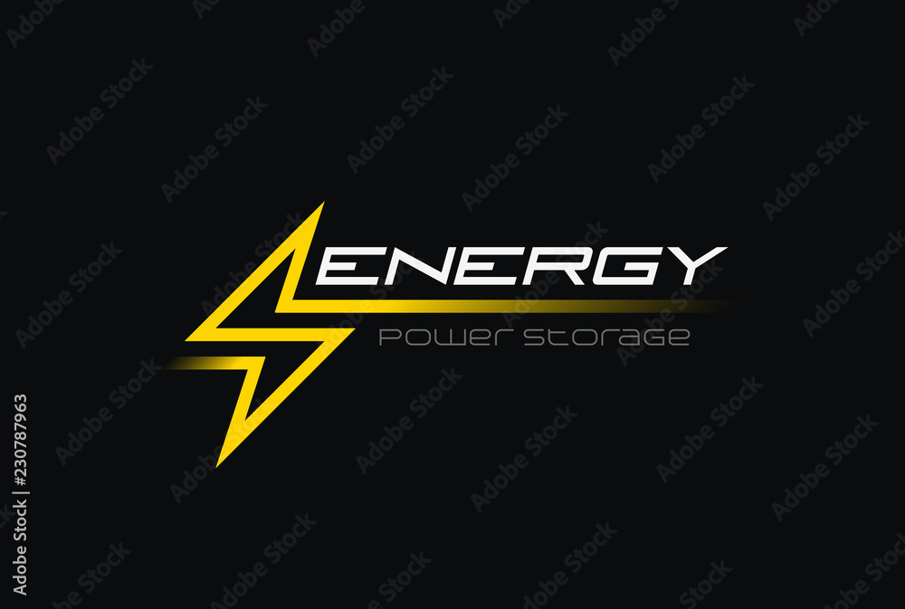 Flash Thunderbolt Energy Power Logo vector linear battery icon Stock ...