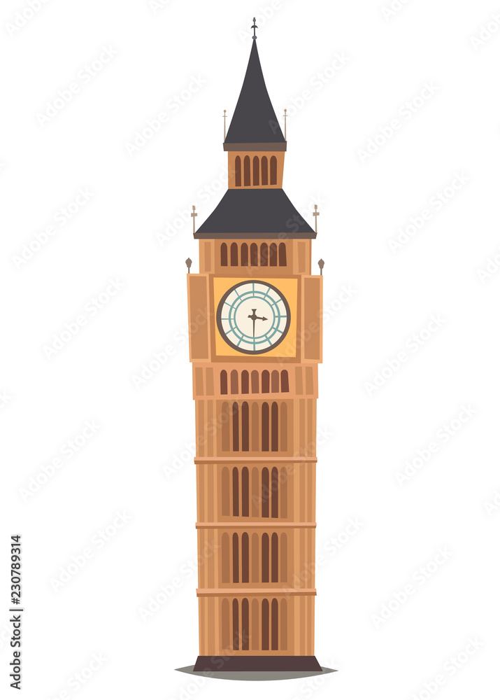 London landmark, Big Ben Clock-tower vector Illustration. England ...