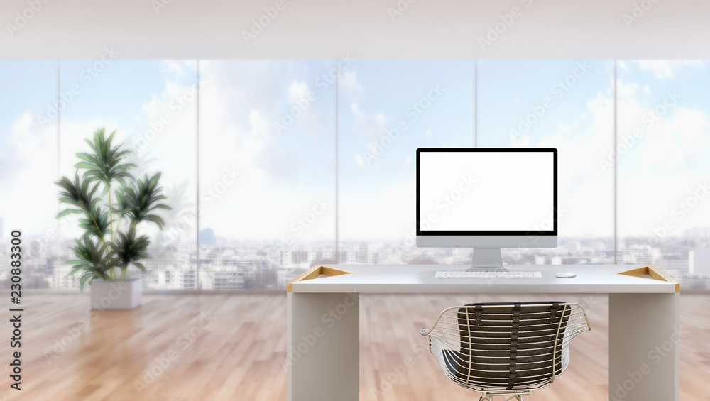 Workplace mockup concept. Mock up modern home decor desktop computer ...