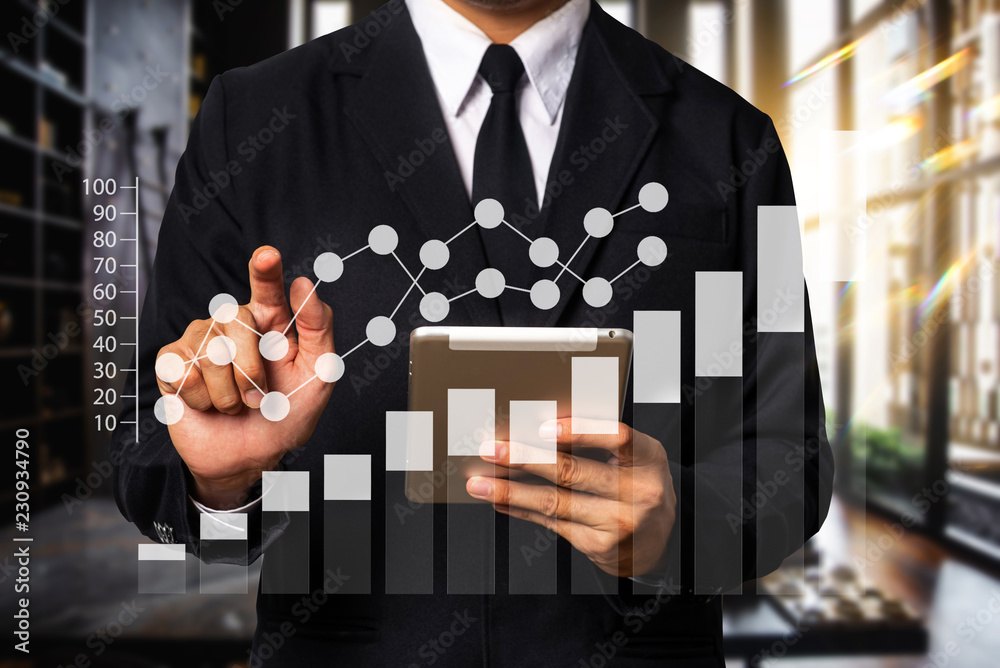 Data Management System with businessman working with provide ...