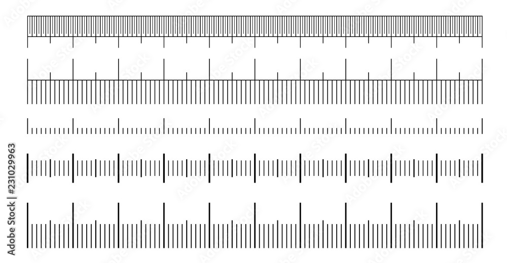 Ruler scale measure. Length measurement scale chart isolated. Vector ...